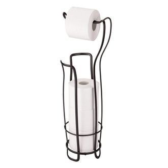 InterDesign iDesign Axis Klopapierhalter mit Ersatzrollenhalter, freistehender Toilettenpapierst&auml;nder aus Metall, bronzefarben