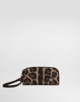 Dolce & Gabbana Leopard-print Nylon Necessaire - Mann Brieftaschen Und Clutches Animalprint Onesize