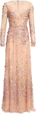Elie Saab robe ornée de sequins à coupe longue - Rose