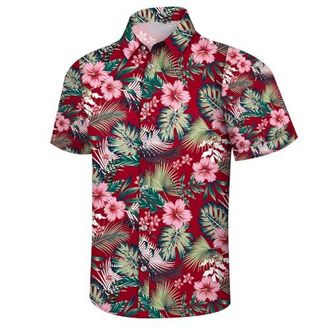 Generic Chemise hawa&iuml;enne amusante pour homme - Chemise d&eacute;t&eacute; l&eacute;g&egrave;re - Chemise tropicale tendance - Coupe ample - Haut boutonn&eacute; - Respirant - Manches longues -
