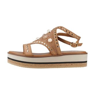 Alpe Femme, Chaussures, Brun, Taille: 40 EU Sandales Plates Adorno