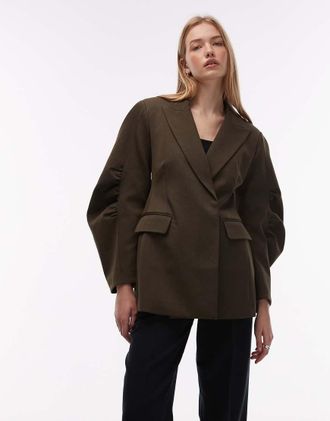 Asos Blazer sculpt&eacute; &agrave; manches cocon - Olive-Vert