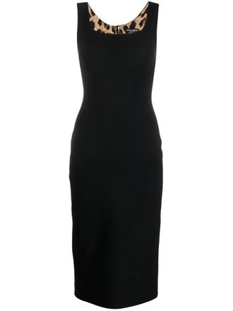 Dolce & Gabbana robe mi-longue &agrave; encolure carr&eacute;e - Noir