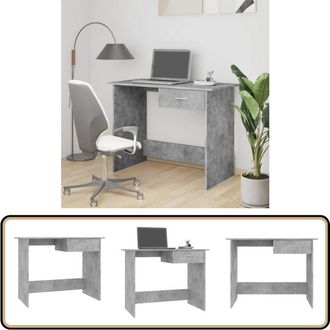 vidaXL Vidaxl - Schreibtisch Betongrau 100×50×76 cm Holzwerkstoff - Schreibtisch - Bürostuhl - Home Office - Arbeitsplatz - Moderner Schreibtisch