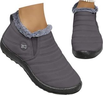 Minetom Bottes De Neige Femme Chaussures dhiver Chaud Fourrure Confortable Antidérapantes Outdoor Plates Bottine avec Fermeture Éclair Latérale A Gris 44 EU