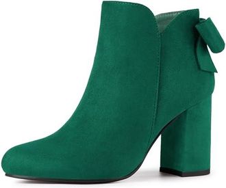 Allegra K Bottines à Talons épais et Bout Rond pour Femmes Vert 36