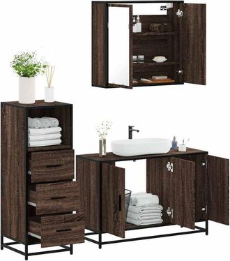 vidaXL Vidaxl - Ensemble de meubles de salle de bain 3 pcs Chêne marron