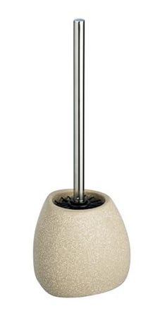 WENKO Brosse WC Pion beige céramique Porte-brosse WC avec soies en silicone Beige