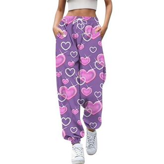 Generic Pantalon de sport pour la Saint-Valentin 2026 - Taille haute - Doux - Imprim&eacute; - Pour tous types de loisirs, violet, 3XL