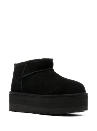 UGG Womens Ankle Boot Classic Ultra Mini Platform Black Leather