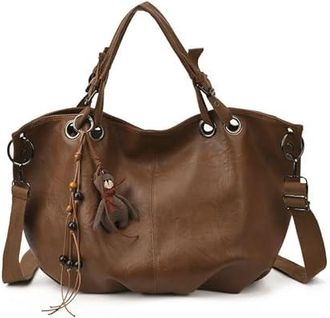 Generic KOBONA City Bag pour femmes Sac cabas Y2K en PU avec pendentif Sacs hobo uni Grand Sacs de ville automne avec bandouli&egrave;re ajustable Id&eacute;al pour le trav