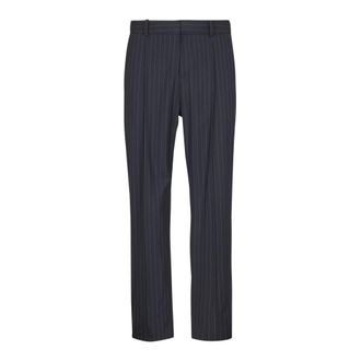 Balmain Pantalon droit en laine &agrave; rayures - Homme - Pantalons - Bleu - Taille: S