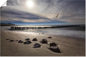 Artland Wanddeko Poster & Kunstdrucke Wandposter 120x80 cm Querformat Maritime Deko Landschaften Idyll Meer Sand Strand U4VL