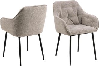 ebuy24 Ebuy24 - Lot de 2 fauteuils repas en tissu bouclette beige - brook