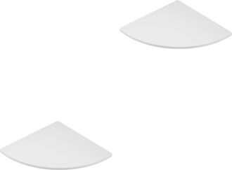 Pretyzoom 2 Stück Wandmontiertes Eckregal Set Dreieckiges Fächerförmiges Wandregal aus Weißem Radius Platzsparender Wandhalter für Küche Bad Schlafzimmer und Bü