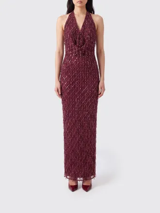 Rotate Robe de soir&eacute;e longue coupe slim en jersey &agrave; encolure am&eacute;ricaine et perles