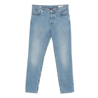 Brunello Cucinelli Bestickte Logo Hellblaue Jeans - - Jeans - Herren - Blau - 2XL
