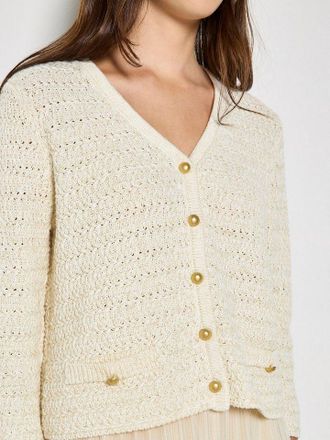 Apricot Cardigan Schimmernder Baumwollcardigan mit dekorativen Kn&ouml;pfen