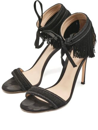 Gianvito Rossi fringe ankle-tie sandals - Schwarz