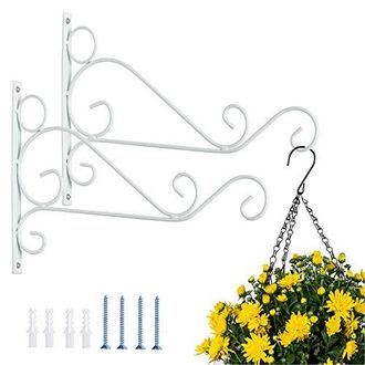 Nuptio 2 Pi&egrave;ces Support Panier Suspendu Blanc, 30cm Longueur Supports Suspension Murale Crochets, Support Plantes Suspendues, Crochets Jardin, Support Ext&eacute;ri
