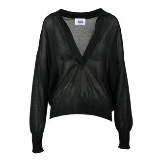 Alpha Studio Femme, Pulls, Noir, Taille: 38 FR Polo Ampia