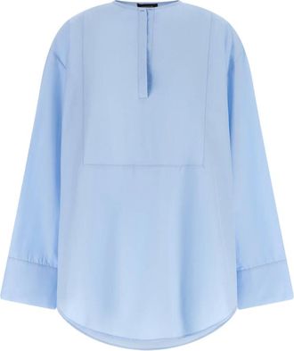 Fabiana Filippi Femme, Blouses et Chemises, Bleu, Taille: 40 FR Trompe loeil Cotton Poplin Shirt