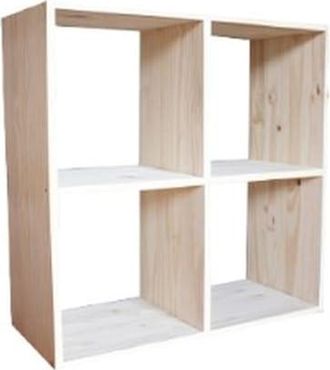 Aran&aacute;z S.L. MANUFACTURAS DE LA MADERA Aufbewahrungseimer ohne Lack, 4 F&auml;cher, 70,4 x 70,5 x 30 cm