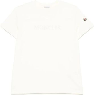 Moncler Femme, Tops, Blanc, Taille: 40 FR T-Shirt &agrave; Manches Courtes et Col Rond
