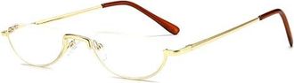 Generic Lunettes de Lecture Rétro Demi-lune, Lecteur de Lentilles Demi-monture Mince pour Femmes et Hommes, Lunettes Meall Légères(Gold,2.0)