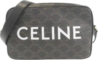 Celine Sac bandouli&egrave;re moyen en toile Triomphe et cuir de veau Pre-owned - Femme - Pre-owned - Brun - Taille: ONE Size