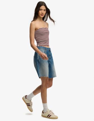 Superdry Short baggy &agrave; taille mi-haute - Bleu mer moyen