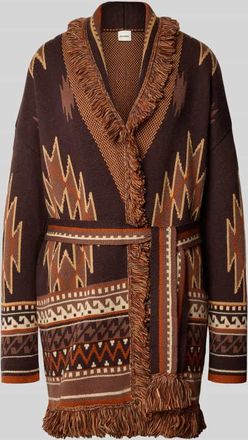 Stefanel Relaxed Fit Strickjacke aus Woll-Mix mit Fransen