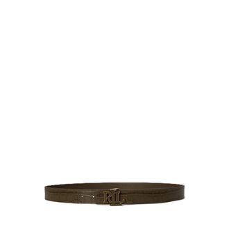 Ralph Lauren Ceinture r&eacute;versible &agrave; logo en cuir fa&ccedil;on croco - Femme - Accessoires - Vert - Taille: XS