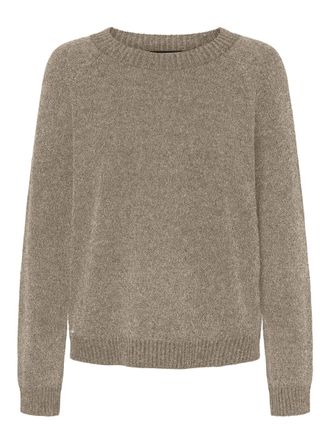 Vero Moda Damen VMDOFFYSHINE LS O-Neck Blouse REP NOOS Strickpullover, Silver Mink/Detail:W. Silver Lurex, XS