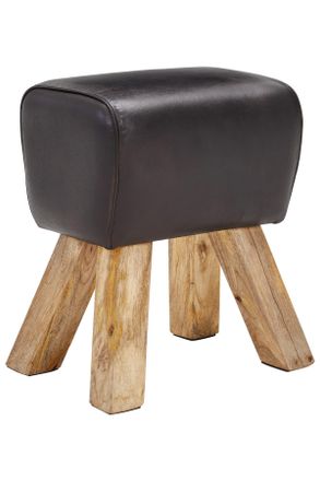 Livetastic Hocker, Schwarz, Holz, Leder, Echtleder, Ziegenleder, Mangoholz, Hartholz, rechteckig, 42x45x35 cm, Wohnzimmer, Hocker, Sitzhocker