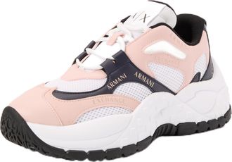 A|X Armani Exchange Damen Vedder, Chunky Sole, Overall Logo Sneaker, Rose+ D.Blue+ op. White, 40.5 EU