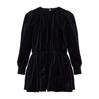 Ganni Kurzes Kleid mit Puff&auml;rmeln - - Dresses - Damen - Schwarzk - S