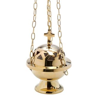 NKlaus Rauchfass mit Kreuz Kette 80cm dreieckig R&auml;uchergef&auml;&szlig; Weihrauchschwenker 7598