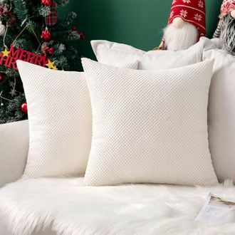 Miulee 2er Set Kissenbezüge Weihnachten Dekokissen Körnig Dekorativ Kissenbezug Kissenhülle Sofakissen Deko Bezug Weich Zierkissen Kissen für Wohnzimmer Schl