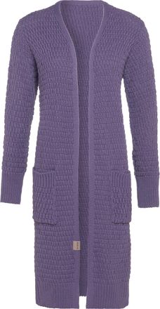 Knit Factory Jaida Lange Strickjacke - Damen Strickjacke mit Taschen - Cardigan mit Wolle - Hochwertige Qualit&auml;t - Grobstrickjacke f&uuml;r Damen - Violett - 40/42