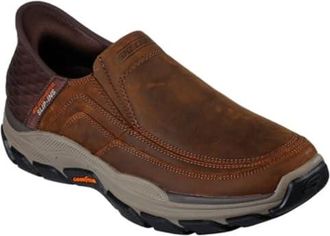 Skechers Chaussures &agrave; Enfiler 204810 pour Homme : ResSneaker, Cuir Brun fonc&eacute;, 8.5 UK Wide