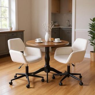 Furniture R Beige Esszimmerstuhl, Chenille Material, Komfortabler Drehstuhl, Modernes Design, Höhenverstellbar, Stabiler Metallrahmen