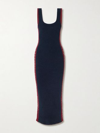 Paco Rabanne Maxikleid Aus Chenille Aus Einer Baumwollmischung Mit H&auml;keleins&auml;tzen Und Verzierung - Blau