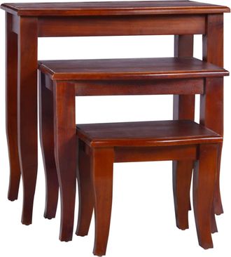 tidyard 3-TLG.Beistelltisch Sofatisch Couchtisch Wohnzimmertisch Satztischset im klassischen Stil Mit geschnitzten Fü?en,Satztische Satztisch-Set aus Mahagoni