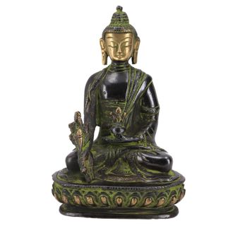 Guru Shop Buddha Statue aus Messing Medizin Buddha 14 cm - Modell 4
