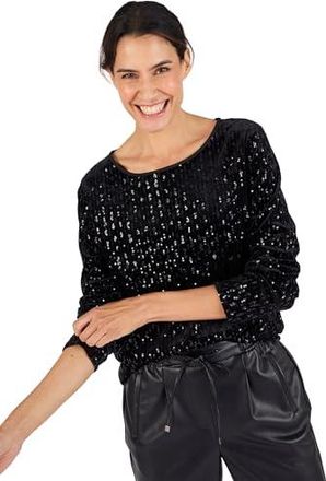 Damart T-Shirt Velours et Sequins Femme Noir Taille 54/56