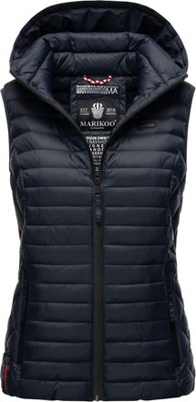 Marikoo Damen Kapuzenweste für den Übergangs Weste mit Kapuze Steppweste B915 [B915-Hasenp-Navy-Gr.XS]