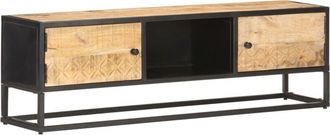 vidaXL Vidaxl - Meuble tv avec porte sculpt&eacute;e 130x30x40cm Bois de manguier brut