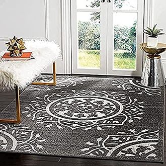 Safavieh Traditionell Teppich für Wohnzimmer, Esszimmer, Schlafzimmer - Cottage Collection, Kurzer Flor, Kohle und Sahne, 201 X 290 cm