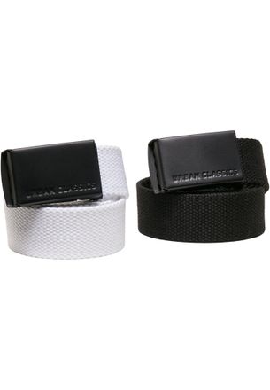 Urban Classics Unisex Canvas Belt Kids 2-Pack G&uuml;rtel, Black+white, Einheitsgr&ouml;&szlig;e EU